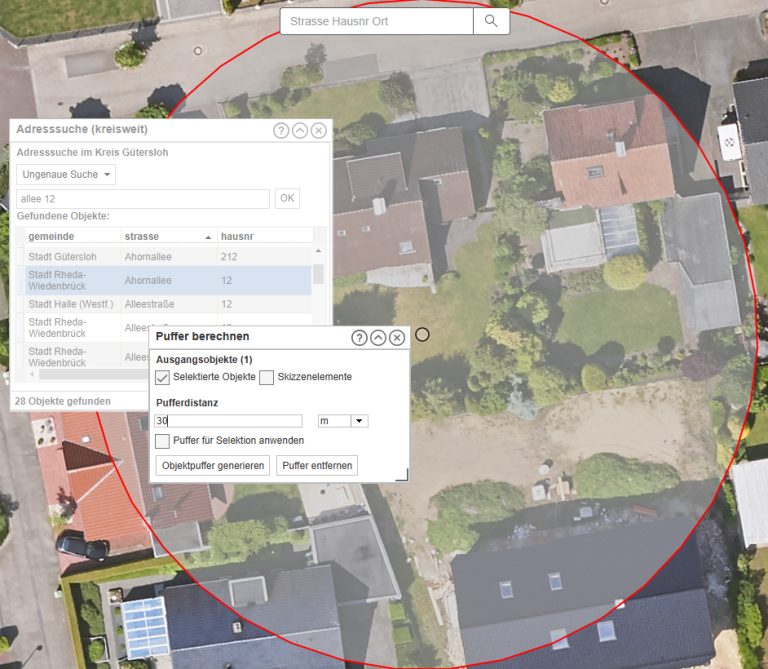 Adresssuche in MapSolution – Geoportal Kreis Gütersloh
